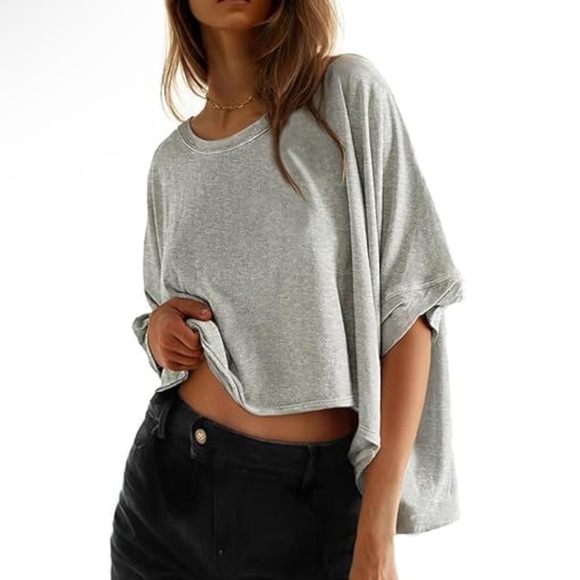 Dokotoo | Tops | Nwt Grey Oversized Cropped Tee Size L | Poshmark